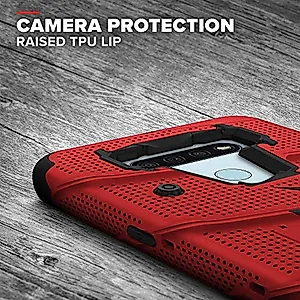 ZIZO Bolt Series for LG K51 / LG Reflect Case with Screen Protector Kickstand Holster Lanyard - Red & Black
