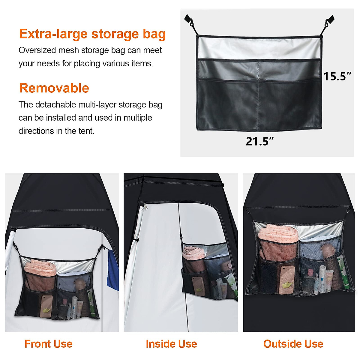 anngrowy Shower/ Toilet Tent Pop-Up Camping Portable Outdoor Camp Bathroom Changing Dressing Room Instant Privacy Shelters for Hiking Beach Picnic Fishing Potty, Extra-Tall, UPF 50+