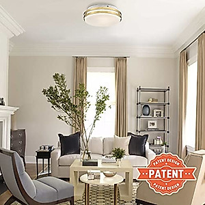 AUTELO Modern Flush Mount LED Ceiling Light Fixture 3000K Dimmable Close to Ceiling Lighting with Frosted Glass Shade in Brass Finish, for Living Room Hallway Bedroom C3578 BRZ LED