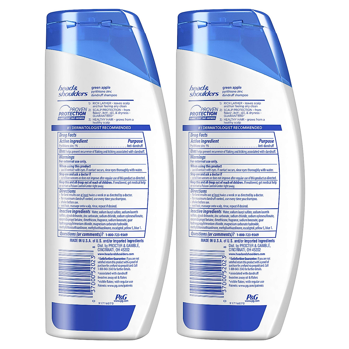 Head & Shoulders Head and Shoulders Green Apple Daily-use Anti-dandruff Shampoo, 23.7 Fl Oz Twin Pack, 23.7 Fluid Ounce