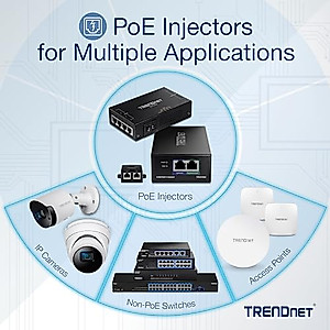 TRENDnet Gigabit Power Over Ethernet Injector, TPE-113GI (Version 3.0R), Full Duplex Gigabit Speeds, Connect Devices Up to 100m (328 ft), Wall Mount, Connect Network Devices Up to 100M (328 ft.)