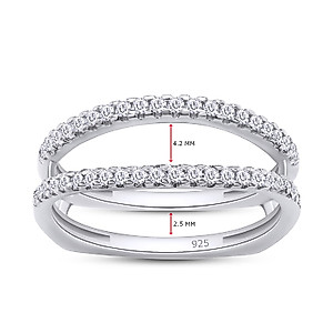 SAVEARTH DIAMONDS 1/3 ct t.w Round Cut Lab Created Moissanite Diamond Wedding Enhancer Guard Double Ring For Women In 14K White Gold Over Sterling Silver (D Color, VVS1 Clarity 0.33 Cttw) - 7.5