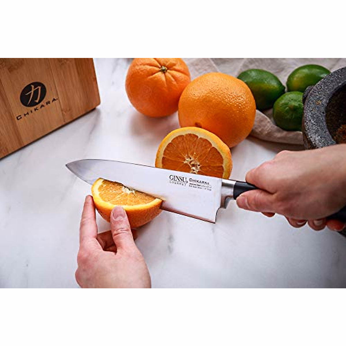 GINSU Chikara Series Forged 8" Chef's Knife - Premium 420J Stainless Steel Kitchen Knife
