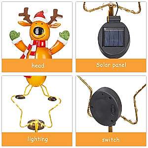 tioili Metal Reindeers Christmas Outdoor Solar Light, Christmas Outdoor Decorations Solar, Waterproof Christmas Stakes Lights for Home Outdoor Courtyard Lawn Walkway Driveway