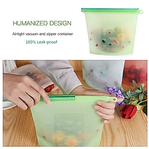 WeTest Silicone Reusable Food Bag for Sandwich,Fruit,Meat,Juice,Lunch,Snack Storage,Food Grade,Microwave Dishwasher Freezer Safe,Leakproof,1 Litre,4-Pack(Pink,Green,Blue,White) (Silicone Food Bag)