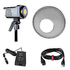 amaran 200d LED Video Light, 200W CRI95+ TLCI95+ 65,000 lux@1m Bluetooth App Control 0-100% Brightness Control 8 Pre-Programmed Lighting Effects DC/AC Power Supply