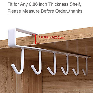 EigPluy 2pcs Mug Hooks Under Cabinet Cups Wine Glasses Storage Hook Multifunction Nail Free Coffee Cups Holder Kitchen Utensil Holder Ties Belts Scarf Hanging Hooks Rack Holder,White