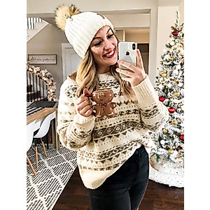 FURTALK Womens Winter Knitted Beanie Hat with Faux Fur Pom Warm Knit Skull Cap Beanie for Women