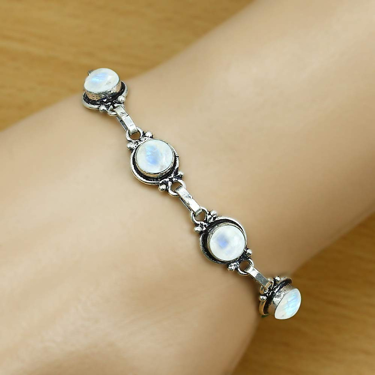 Moonstone Bracelet For Women | White Stone June Birthstone Moon Stone Handmade Link Bracelet | Mother's Day Gifts For Her | Silver Bracelets for Women | Boho Handmade Bracelets