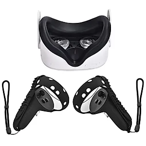 XIAOGE Controller Accessories for Quest 2 with Face Cover Combo, VR Headset Accessory Sweatproof Anti Collision