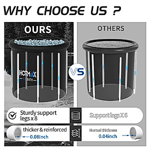 Ice Bath Tub for Athletes, 99 Gal 8-Leg Cold Plunge Tub for Recovery, Portable Ice Plunge Bathtub for Adult, Ice Tub Outdoor for Cold Water Therapy