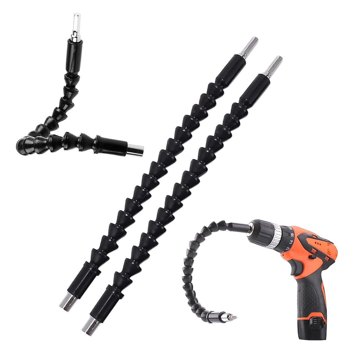 Super Bit, Superbit Screwdriver Flexible,Flexible Drill Bit Extension, Super Bit Bendable Tool, Suitable for all Electric Hand Drills (2 piece Black)