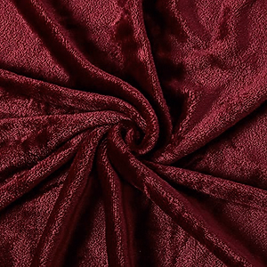 Homiest Fleece Throw Blanket with Fringe, Soft & Cozy Flannel Wine Red Throw Blanket, Lightweight Decorative Throw Blanket for Sofa Bed Chair All Season (Burgundy, 50 x 60 Inch)
