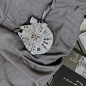 AirPods Pro Case Cover,3D Cartoon Soft Silicone Protective Cover Millenium Falcon Fashion Character Silicone Cartoon Airpod Skin Fun Funny Cool Keychain Kids Teens Cases Airpod pro 