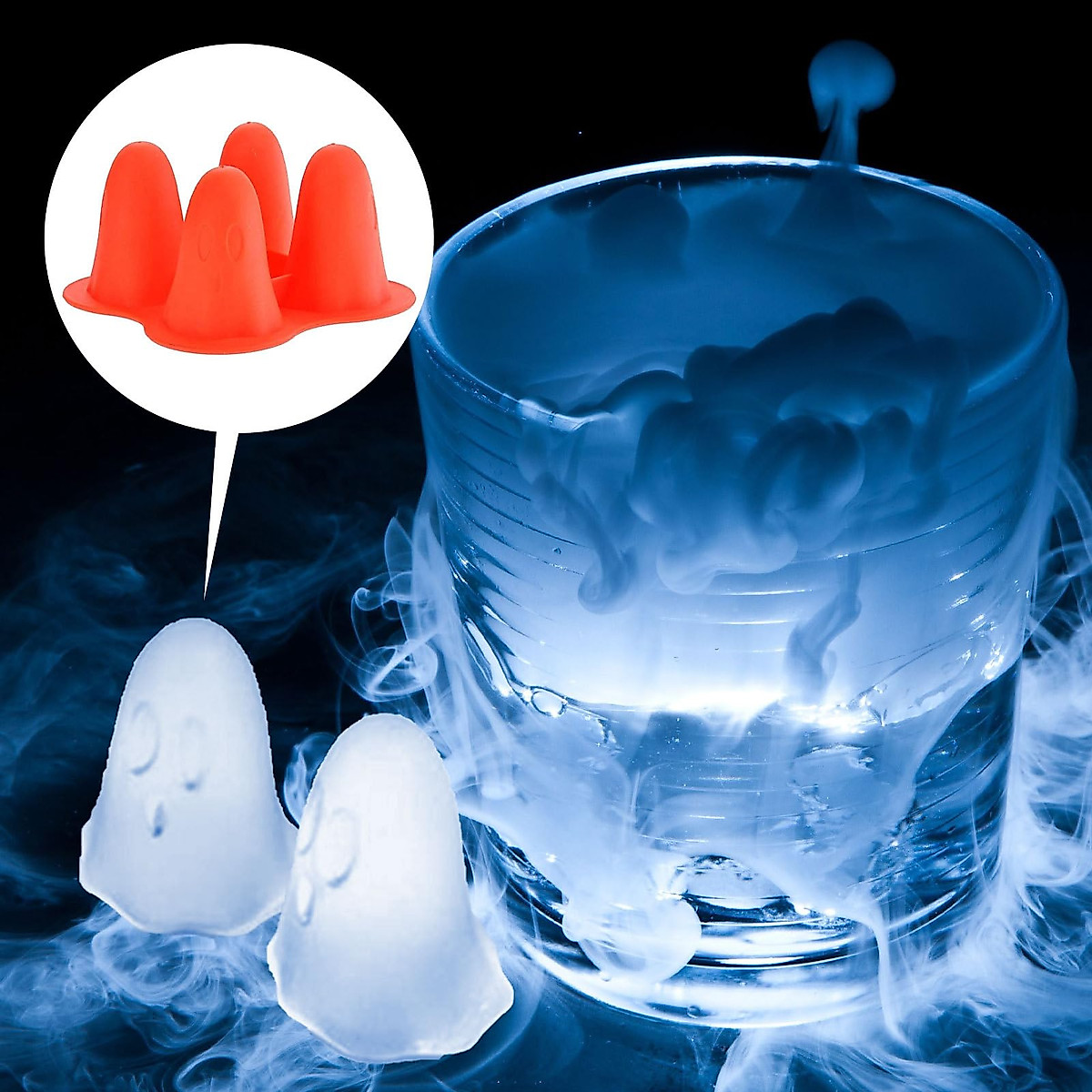 Ice Cube Tray Ghost Ice Cube Molds, Halloween Ghost Decor Easy Release Silicone Mold, Silicone Ice Cube Molds, Halloween Ice Maker Molds(4)