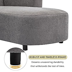 P PURLOVE Luxury Modern Style Living Room Upholstery Sofa, L Shaped Sofa with 2 Pillows, 110.2" L Chenille Sofa Couch for Living Room Apartment, Gray