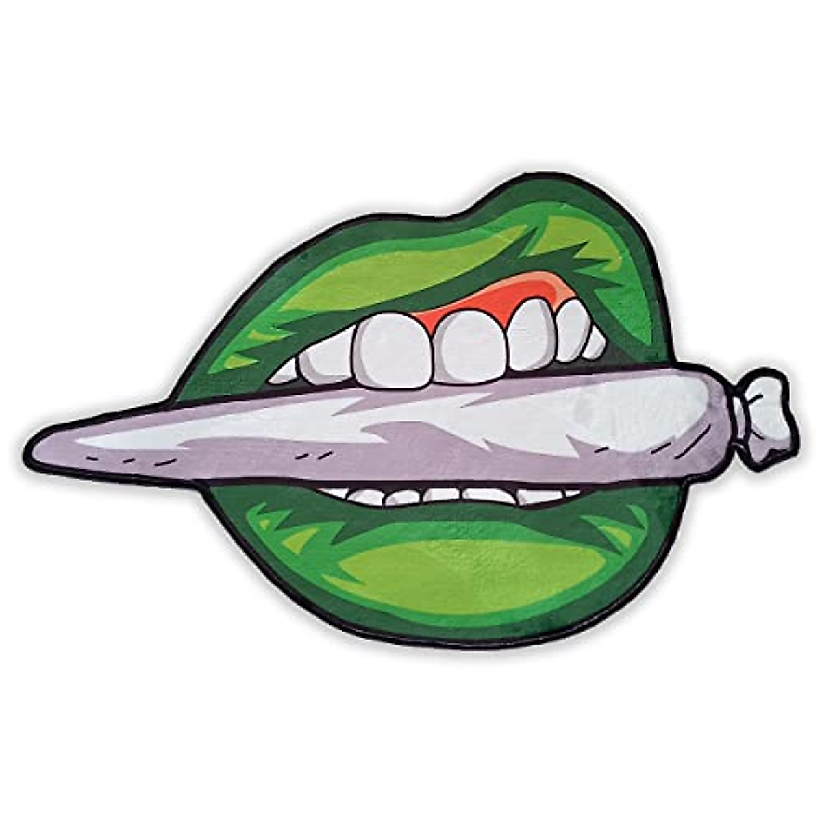 Rugendary Marijuana Lip Rug Smoking Weed Rug Green Soft and Cozy Thick Lip Shaped Carpet for Bedroom Kitchen Living Room Bathroom Area Rug (1.3x2 ft.)