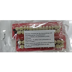 4 Sets Acrylic Resin Fake Teeth Denture Replacement Teeth False dentures Upper and Lower Synthetic Resin dentures for Halloween Party Replacement, 112 Pieces, 23 A