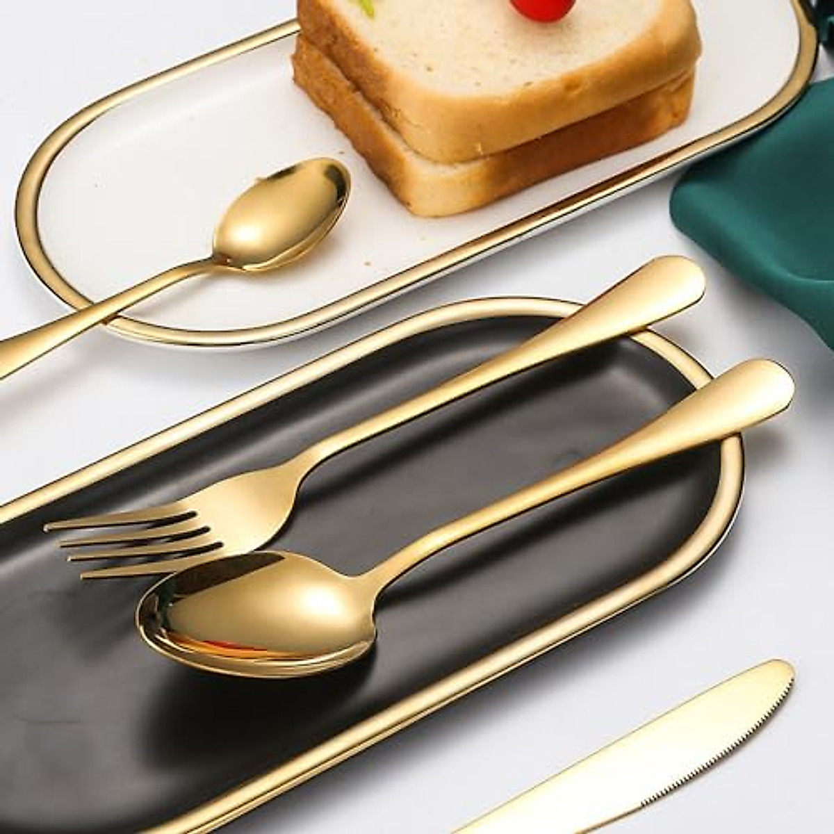 LOOKATHOT Superior 1810 Silverware Set, 24-Piece Stainless Steel Flatware Set Service for 6,Tableware Cutlery Set for Home and Restaurant, Mirror Polish, Dishwasher Safe