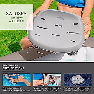 Bestway SaluSpa Underwater Durable Non Slip Swimming Pool and Spa Comfort Seat with Adjustable Height Legs and Weighted Feet, Gray