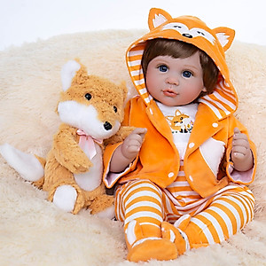 Aori Lifelike Baby Dolls Real Life Baby Doll 22 inch Realistic Reborn Baby Girl with Soft Body,Coming with Feeding Accessories for Girls