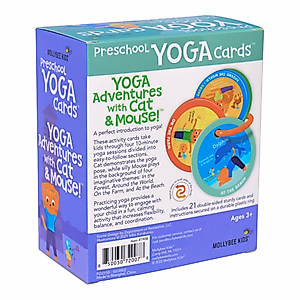 MOLLYBEE KIDS Preschool Yoga Cards for Kids, Set of 40 Poses and Activities, Beginner Yoga for Kids, Gifts for Ages 3+