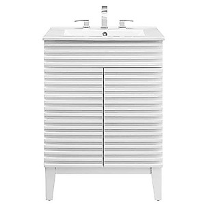 Modway Render Vanity with Sink-Floor, 24 Inch, White White