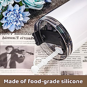 Hmdivor 6PCS Silicone Spill Stopper Set for 1.0 30/40oz Stanley Cup, Including 2 Straw Cover, 2 Rectangle Spill Stopper and 2 Round Leak Stopper for Stanley Cup Accessories (white)