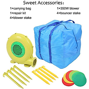 Bouncy Castle, Inflatable Castle, Frog Inflatable Bouncer, Activity Air Trampoline House with Slide and Blower, Outdoor Family Playground Garden Kid Toys Gift