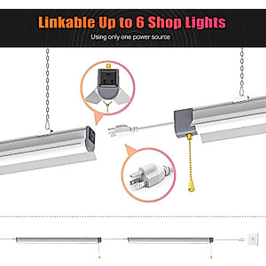 OPENLUX 3.6ft Linkable LED Shop Light, 80W LED Utility Shop Light Fixture,10400LM,41 inch,5000K Daylight for Workshop,Office with Plug and On/Off Pull Chain,Hanging or Surface Mount - 4 Pack