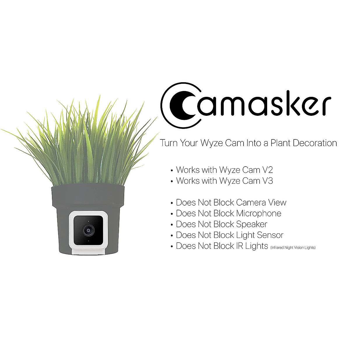 Camasker for Wyze & Roku SE Cam - Cover, Disguise & Camouflage Wyze or Roku SE Camera - Artificial Plant Housing Case for Wyze Cam V3, V2 & Roku SE