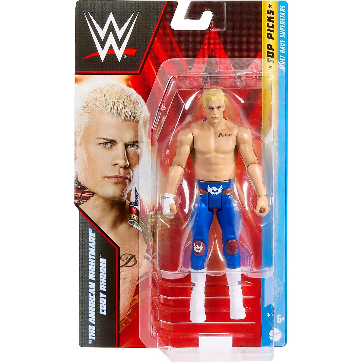 Mattel WWE Cody Rhodes Top Picks Action Figure, Collectible with 10 Points of Articulation & Life-like Detail, 6-inch