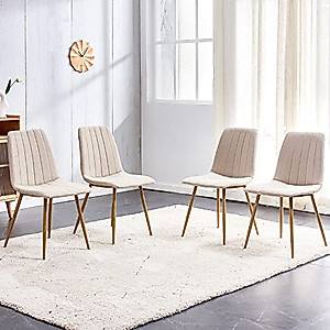 UZUGUL Dining Chairs Set of 4,Modern Dining Room Chairs,Kitchen Chairs with Upholstered Cushion Seat and Metal Legs for Home Kitchen Restaurant (Light Beige)