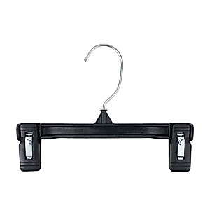 NAHANCO 6008B, 8” Plastic Skirt/Pant Hangers with Pinch Grips, Metal Swivel Hook, Black, Bulk Pack of 200