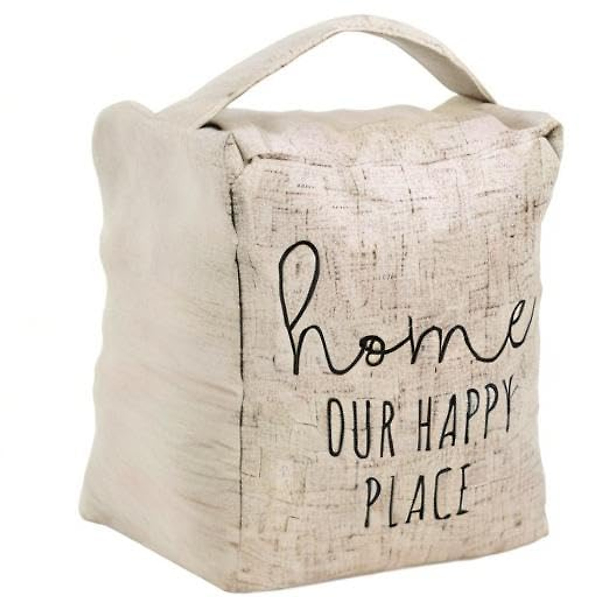 Home Our Happy Place Door Stop with Handle|Decorative Weighted Fabric Door Stopper for Bedroom, Living Room, Exterior Doors