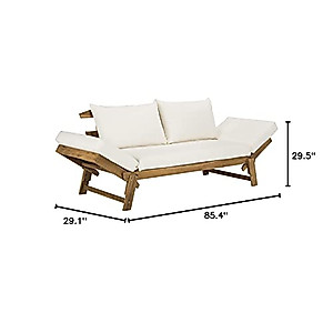Safavieh PAT6745B Outdoor Collection Tandra Teak Modern Contemporary Daybed Day Bed, Natural/Beige