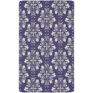Royal Blue Themed Fitted Mini Crib Sheets,Portable Mini Crib Sheets Ultra Soft Material-Baby Sheet for Boys Girls,24“ x38“,Violet Blue Beige