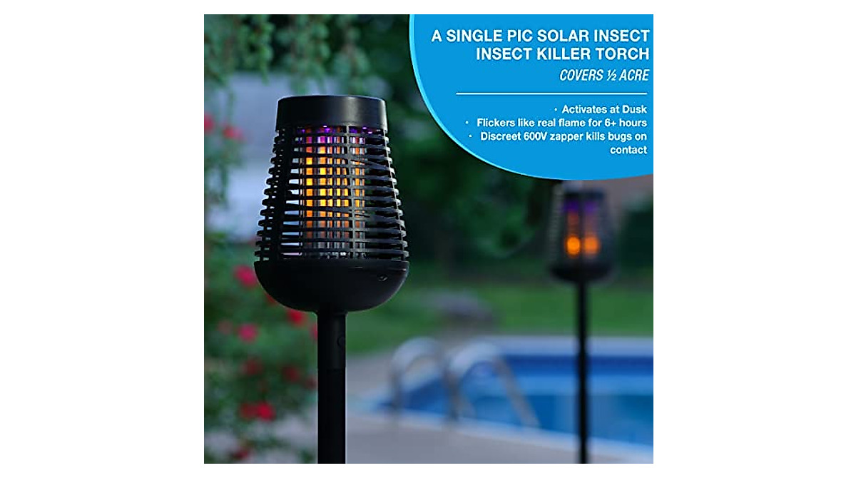 PIC Solar Insect Killer Torch - Efficient Bug Zapper