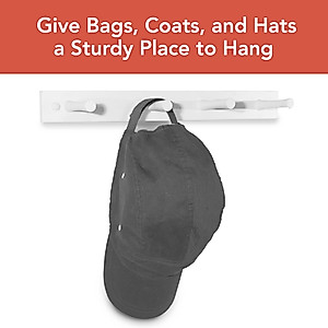 Spectrum Diversified Wall-Mounted 4 Peg Wood Hook, Hat Organizer & Coat Entryway or Closet Bathroom Storage Racks for Towels & Bath Robes, White