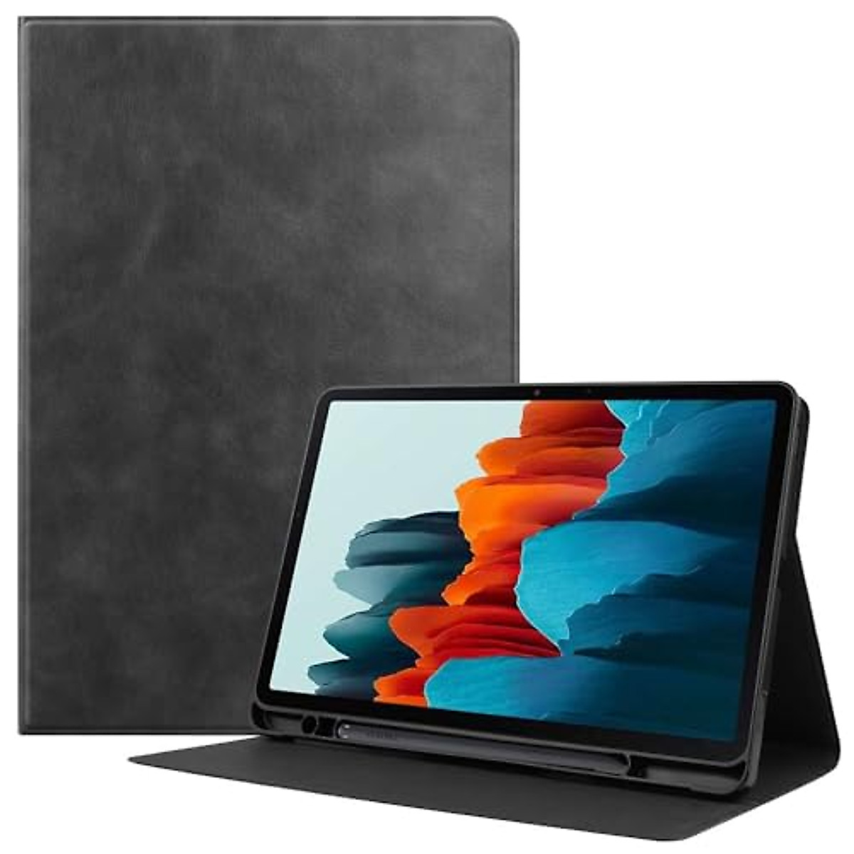 Case for Samsung Galaxy Tab S7 11-Inch 2020 Release Model (SM-T870/875) Smart Slim Tri-Fold Tablet TPU Leather Cover With Auto Wake/Sleep for Samsung Galaxy Tab S7 Cover (Black)