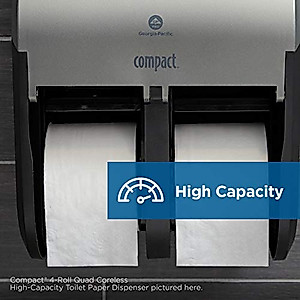 Compact 2-Roll Side-by-Side Dispenser and Coreless 2-Ply Recycled Toilet Paper Starter Kit by GP PRO (Georgia-Pacific), 1 Dispenser and 4 Rolls, 1 Kit per Case
