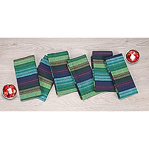 Cloth Napkins,Cotton Napkins,Dinner Napkins Cloth,Dinner Napkins,Cloth Napkins Set of 12 Cotton,Napkins Cloth,Cloth Napkins Cotton,Cotton Dinner Napkins, Salsa Stripe Napkins 18x18 Teal Multi