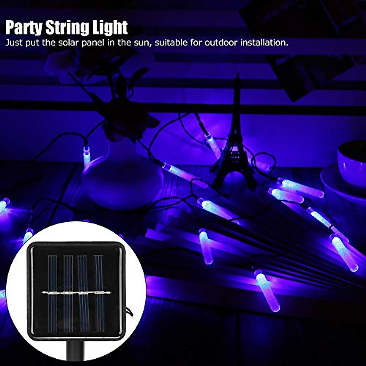 Pinsofy Outdoor Solar Lights String, Constant Light and Flashing Effect Solar String Lights Outdoor for Garden for Home Decoration for Wedding Party(Blue)