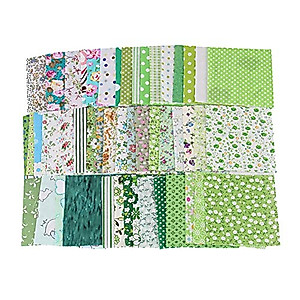 ExhilaraZ Hot Cotton Fabric DIY Handmade Patchwork Quilting Sewing Craft Scrapbook Cloth 50Pcs Green