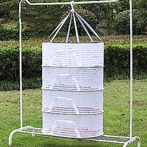 Akloker 4 Layer Mesh Drying Net with Zips Bra Drying Clothes Net Removable Folding Anti-Fly Windproof Hook Fine-Grained Grid for Flowers Buds Plants Organizer Drying for Fish/Vegetables/Fruit/Herbs