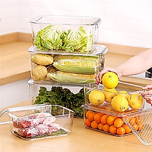 Lunhoo Clear Storage Organizer Bin with Front Handles and Lid for Cabinet, Pantry, Counter, Organizer Box for Coffee, Tea, Packets