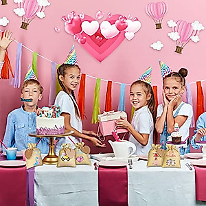 36 Pack Valentine Drawstrings Canvas Bags with Heart Tag and Rope, Valentine Gift Bags 6 x 5 In Anniversary Small Drawstring Bags Gift Wrap Bags for Valentine's Day Bridal Shower Wedding Party Favor