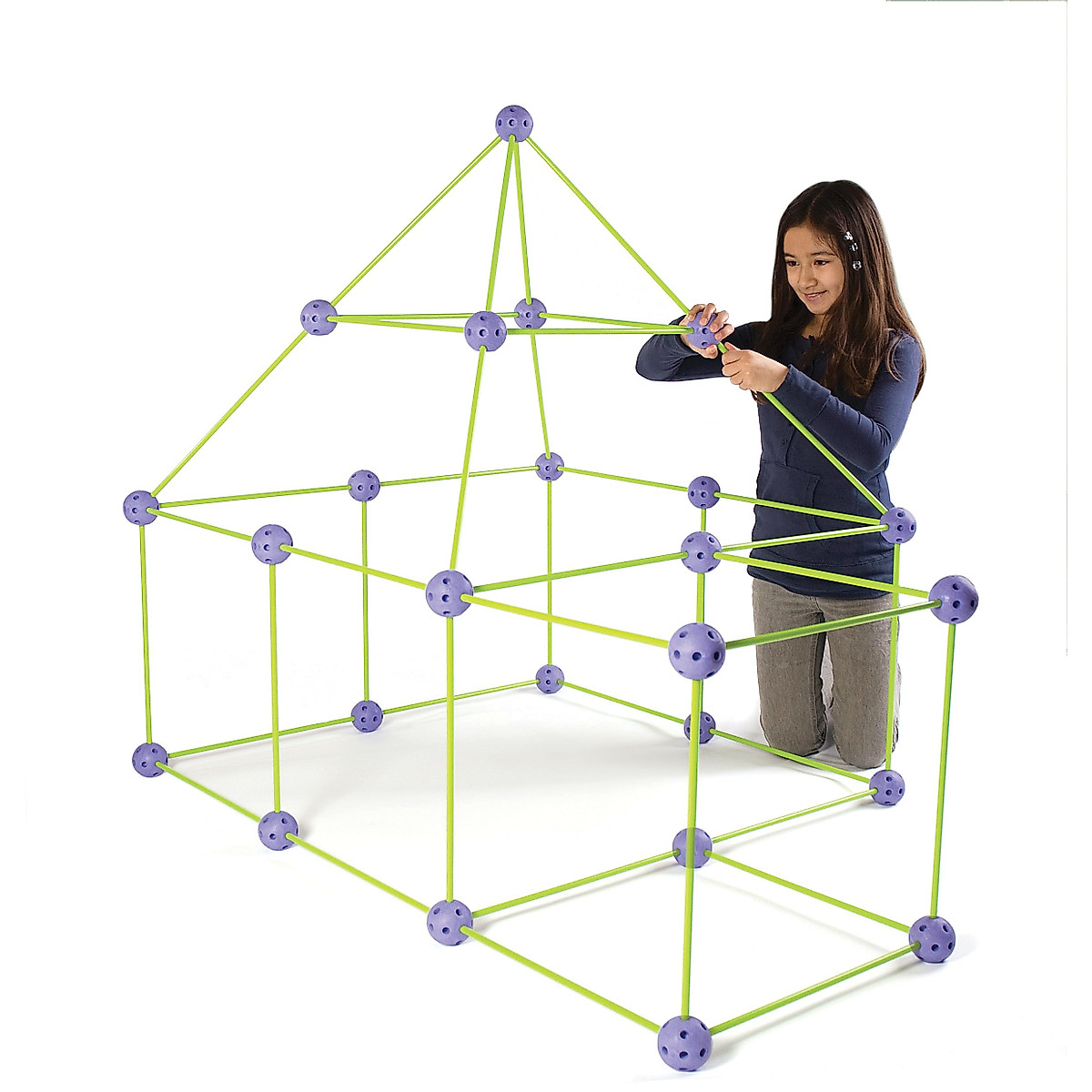 Crazy Forts! 69 Piece Buildable Indoor/Outdoor Play Fort Playset, DIY, Build Your Own, STEAM toy , Purple