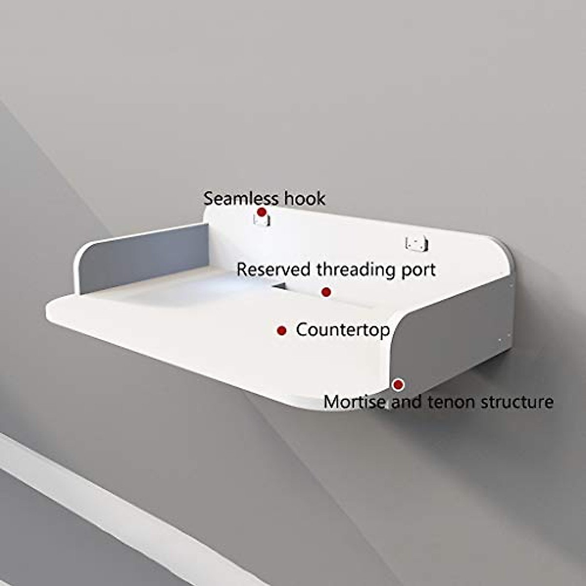 Floating Shelves Router Set-top Box Bracket WiFi Wall Mount Satellite Receiver Top Box Rack Bedside Projector Wall Mount Shelf (Color : White, Size : 34 * 24 * 7cm)