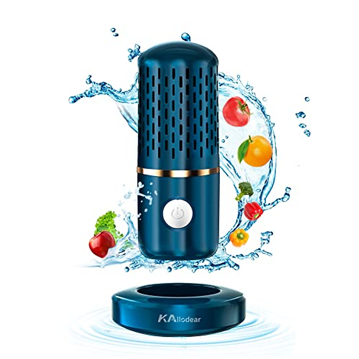 Vegetable Cleaner Device, Kallodear Fruit and Vegetable Washing Machine with USB Rechargeable Base OH-ion Purification Technology for Cleaning Vegetable Fruit - Blue